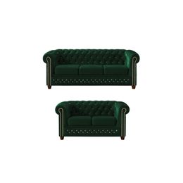S-STYLE Chesterfield Polstergarnitur 3+2 Cleo Blink gr&uuml;n Ma&szlig;e (cm): B: 203 H: 72 Sofas > Sofas nach Material > Stoffsofas &raquo; Sofa DE