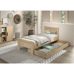 Vipack SAM Artikel-Set 2-tlg. best aus, Einzelbett, Bettschublade, Ausf. Eiche Melamin Dekor