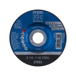 Pferd TOOLS Schruppscheibe E 115x7,2x22,23 mm Leistungslinie SG STEEL f&uuml;r Stahl (62211626)