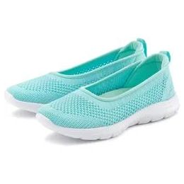 Sneaker Ballerinas Lascana "Halbschuh, Slip-On-Sneaker", Damen, Gr. 39, blau (mint), Obermaterial: 100% Textilmaterial. Decksohle: 100% Textilmaterial. Futter: 100% Textilmaterial. Laufsohle: 100% Synthetik, unifarben, Schuhe Ballerina, zum Reinschl&uuml;pfen VEGAN, Topseller
