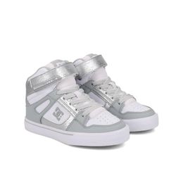 Sneaker DC Shoes "Pure High-Top Ev", M&auml;dchen, Gr. 13,5(31), silber (wei&szlig;, silber), Obermaterial:51.5% Leder, 45.8% Synthetikmaterial, 2.7% Microfaser;, Schuhe Sneaker