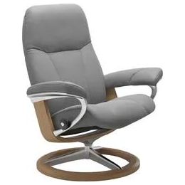 Relaxsessel stressless "Consul", grau (wild dove batick), B:91cm H:102cm T:79cm, Leder BATICK: BATICK ist ein leicht korrigiertes, durchgef&auml;rbtes und genarbtes M&ouml;belleder, bei dem die meisten Unebenheiten und Spuren in der Regel entfernt wurden.;Leder PALOMA: PALOMA ist ein durchgef&auml;rbtes Semianilin-M&ouml;belleder mit nat&uuml;rlicher Narbung.;ROHLEDER Stoff Q2 FARON: Ein fester zuverl&auml;ssiger Boucl&eacute; mit ei