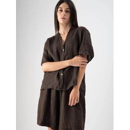 MND Shirt 'Wild Linen' Damen Gr&ouml;&szlig;e S/L dunkelbraun