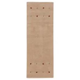 Wollteppich CarpetFine "Gabbeh Uni, auch als L&auml;ufer und Rund erh&auml;ltlich", beige, B:75cm H:15mm L:240cm, Wolle, Teppiche, reine Wolle, handgewebt, Gabbeh Loom Tiermotiv, gro&szlig;e Farbauswahl