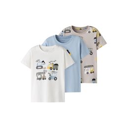name it T-Shirt 'NMMDanny' Jungen Gr&ouml;&szlig;e 110 hellblau / taupe / schwarz / wei&szlig;