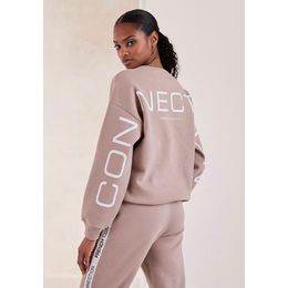 French Connection Sweatshirt beige Gr. 32/34 f&uuml;r Damen. Rundhals und Logodruck, Logoschriftzug, Druck. Bequem. Nachhaltig.