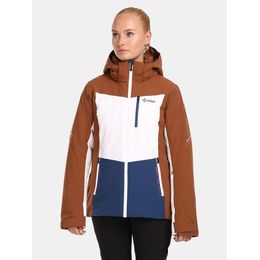 Kilpi Ski-/ Snowboardjacke "Valera" in Hellbraun/ Wei&szlig;/ Dunkelblau - 76% | Gr&ouml;&szlig;e 44 | Damen-outdoorjacken