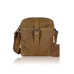 SPARWELL Leder-Umh&auml;ngetasche "Kompct karamelo" in Hellbraun - (B)18 x (H)21 x (T)5 cm - 50% | Damen-taschen