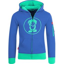 Trollkids Sweatjacke "Sortland" in Blau/ Gr&uuml;n - 42% | Gr&ouml;&szlig;e 104 | Kinder-sweatshirts-jacken
