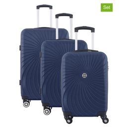 Geographical Norway 3tlg. Hardcase-Trolleyset "Sunlighteo" in Dunkelblau - 82% | Damen-koffer-reisegepaeck