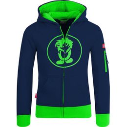 Trollkids Sweatjacke "Sortland" in Dunkelblau/ Gr&uuml;n - 52% | Gr&ouml;&szlig;e 104 | Kinder-sweatshirts-jacken