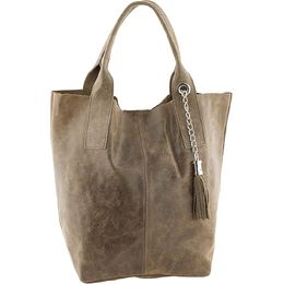 ORE10 Leder-Shopper "Laura" in Taupe - (B)38 x (H)41 x (T)20 cm - 74% | Damen-taschen