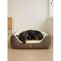 Paws&Whiskers Tierbett ''Zeus'' in Braun/ Creme - 70% | Gr&ouml;&szlig;e 80x60x18 cm |