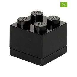 Lego 3er-Set: Aufbewahrungsboxen "Mini 4" in Schwarz - (B)4,6 x (H)4,3 x (T)4,6 cm - 33% | Kisten-koerbe