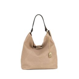 Anna Morellini Leder-Schultertasche "Sebastiana" in Beige - (B)38 x (H)36 x (T)14 cm - 76% | Damen-taschen