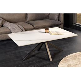 Riess Ambiente Moderner Couchtisch GALAXIE 100cm wei&szlig; Keramik schwarz Metall Sterngestell Riess-Ambiente Sofatisch Wohnzimmertisch rechteckig