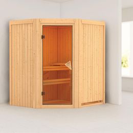 Karibu Sauna Tonja, ohne Ofen, bronziert,Ganzglast&uuml;r,ohne Dachkranz