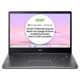 Acer Chromebook "Chromebook Plus 514 (CB514-4H-364N)", grau (steel grau), 8 GB RAM 256 GB SSD, Core i3, Google Chrome OS, Notebooks, ChromeOS
