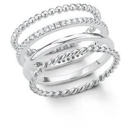 Ring-Set s.Oliver "2015038" Gr. 16, silber (silberfarben, kristallwei&szlig;), Fingerringe, Damen, 16, Silber 925 (Sterlingsilber), 6mm, mit Zirkonia (synth.)