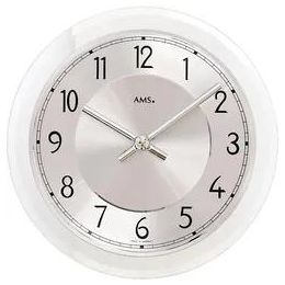 Wanduhr AMS "W9476", transparent, Wanduhren, B/H/L: 5cm, Wanduhr, Quarzuhr,Glas,Wohnzimmer,Esszimmer,K&uuml;che,Made in Germany,B&uuml;ro, Flur