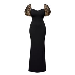 Goddiva Abendkleid Damen Gr&ouml;&szlig;e 38 gold / schwarz Winterkleid