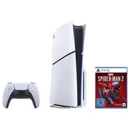 Sony PLAYSTATION 5 Konsolen-Set "Disk Edition (Slim) + MARVEL&rsquo;S SPIDER-MAN 2", schwarz-wei&szlig; (wei&szlig;, schwarz), B:35,8cm H:9,6cm T:21,6cm, Spielekonsolen