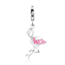 NENALINA Damen Charm-Einh&auml;nger &raquo;Anh&auml;nger Flamingo Sommer Emaille 925 Silber&laquo; silber