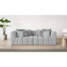 s.Oliver Big-Sofa &raquo;COBBO 3-Sitzer Design-Sofa Bubble-Optik, Ma&szlig;e B/T/H: 259/126/104 cm&laquo; mit vielen Kissen, moderne Steppung und hoher Sitzkomfort grau