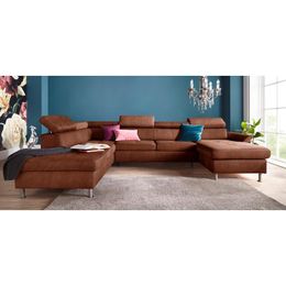 exxpo - sofa fashion Wohnlandschaft &raquo;Maretto, bequem und komfortabel, viel Platz, Breite 330cm, U-Form&laquo; inkl. Kopfteilverstellung f&uuml;r mehr Sitzkomfort