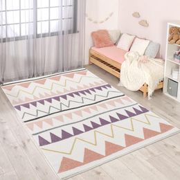 Carpet City Kinderteppich &raquo;Anime9382&laquo; rechteckig 11 mm H&ouml;he Spielteppich, Zickzack, Weicher Flor, Pflegeleicht, Kinderzimmer beige Polypropylen (PP)