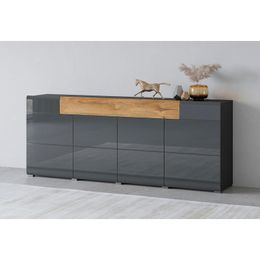 OTTO home Sideboard &raquo;Toledo,Breite 208cm,moderne Kommode mit dekorative Fr&auml;sungen,grifflos&laquo; Kombikommode mit viel Stauraum, Einlegeb&ouml;den verstellbar 