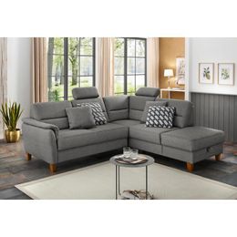Home Affaire Ecksofa &raquo;Palmera L-Form, B: 236 cm&laquo; optional Bettfunktion & Bettkasten, Federkern grau 100% Polyester;Struktur (100% Polyester);Luxus-