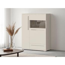 OTTO home Highboard &raquo;Piano Vitrine&laquo; (H/B/T): 123/90/40,2cm, UV lackiert, Soft-Close Funktion beige Spanplatte