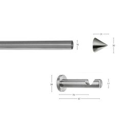 Garesa Gardinenstange &raquo;DIAMANT&laquo; &Oslash; 16 mm 1 l&auml;ufig-l&auml;ufig Wunschma&szlig;l&auml;nge Vorhanggarnitur, verl&auml;ngerbar, Kegel, edelstahl optik, ohne Ringe silber Metall