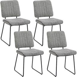 ByLiving Kufenstuhl &raquo;Liam 4er-Set&laquo; (Set) 4 Stk.moderner Stuhl im praktischen 4er-Set mit Metallgestell grau Metall, Polyester, Stoff