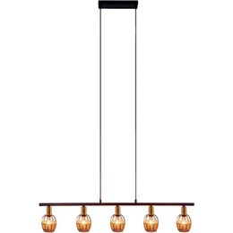 N&auml;ve n&auml;ve Pendelleuchte &raquo;Corbis&laquo; E14 1 Stk. 5 Spots excl. E14 max. 40W schwarz/natur/gold L&auml;nge 100cm mit Rattan schwarz