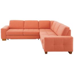 Home Affaire Ecksofa &raquo;Puccini L-Form&laquo; mit Federkern, Sitztiefenverstellung, Kontrastnaht orange Luxus-Microfaser Lederoptik (100% Polyester);Luxus-