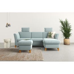 Home Affaire Ecksofa &raquo;Trelleborg L-Form&laquo; Federkern-Polsterung, wahlweise mit Bettfunktion und Bettkasten blau 100% Polyester