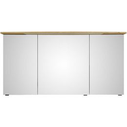 Badezimmerspiegelschrank &raquo;Serie 4010 Badezimmer-Spiegelschrank inkl. LED-Beleuchtung im Kranz&laquo; Badschrank 142 cm breit, 3 T&uuml;ren, 6 Glas-Einlegeb&ouml;den, 