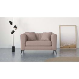 Home Affaire Loveseat &raquo;MATTHEW Loungesessel, Ma&szlig;e B/T/H: 130/86/74 cm&laquo; incl. Zierkissen, feine Steppung im R&uuml;cken, belastbar bis 200kg beige 100% 