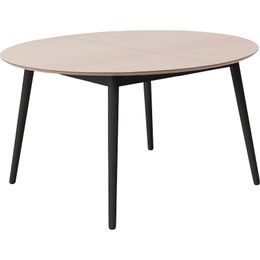 Esstisch &raquo;Meza Designtisch mit Auszugsfunktion und 2 Einlegeplatten&laquo; &Oslash;135(231) cm, runde Tischplatte aus MDF/Laminat, Massivholzgestell beige 