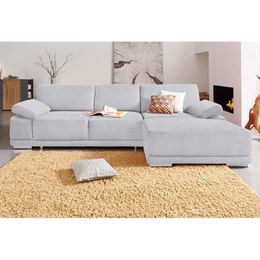 Sit & More sit&more Ecksofa &raquo;Coria L-Form&laquo; mit XL-Recamiere, wahlweise mit Bettfunktion silber Kunstleder SOFTLUX ;Struktur ( 100% Polyester);Struktur fein ( 90%