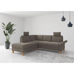 Home Affaire Ecksofa &raquo;Rochelle, L-Form&laquo; wahlweise mit Armteilverstellung, Bettfunktion und Bettkasten braun 100% Polyester