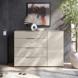 HBZ-MEBLE HBZ Kommode &raquo;Santorin, BxHxT 135x99x40 cm&laquo; 1 Stk. tlg. Breite 135cm, Softclose f&uuml;r T&uuml;ren und Schubk&auml;sten, Melaminbeschichtung beige Holzwerkstoff