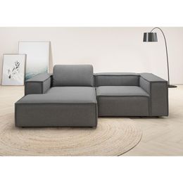 Home Affaire Ecksofa &raquo;Watertown, kompakte L-Form, 246 cm breite f&uuml;r kleinere R&auml;ume&laquo; modernes Ecksofa mit Feincordbezug, platzsparend & bequem grau 100