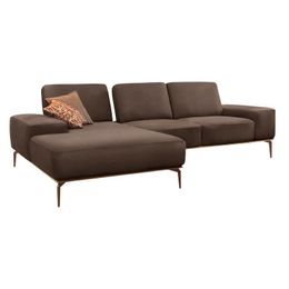 W.Schillig Ecksofa &raquo;run, Designsofa mit tollem Sitzkomfort, bequem, L-Form&laquo; mit Holzsockel, F&uuml;&szlig;e in Bronze pulverbeschichtet, Breite 279 cm braun 