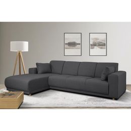 Home Affaire Ecksofa &raquo;LEMPS wahlweise Recamiere links oder rechts L-Form&laquo; incl. Zierkissen, Stellma&szlig;e 297x162 cm grau 100% Polyester