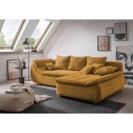 Home Affaire Ecksofa &raquo;Imola, bequem, aktuelle Steppung im Sitz, L-Form, Breite 270cm&laquo; wahlweise mit Bettfunktion gold Microfaser PRIMABELLE (100% 