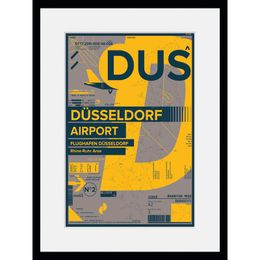 queence Bild &raquo;DUS AIRPORT&laquo; D&uuml;sseldorf Fashion Flugzeuge Geb&auml;ude Magazincover Mode 1 Stk. tlg. HD Premium Poster-Druck inkl. Holzrahmen gelb Acrylglas,