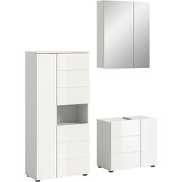 Welltime Badm&ouml;bel-Set &raquo;Biel, Midischrank, Waschbeckenschrank, Spiegelschrank&laquo; 3 Stk. tlg. wei&szlig;
